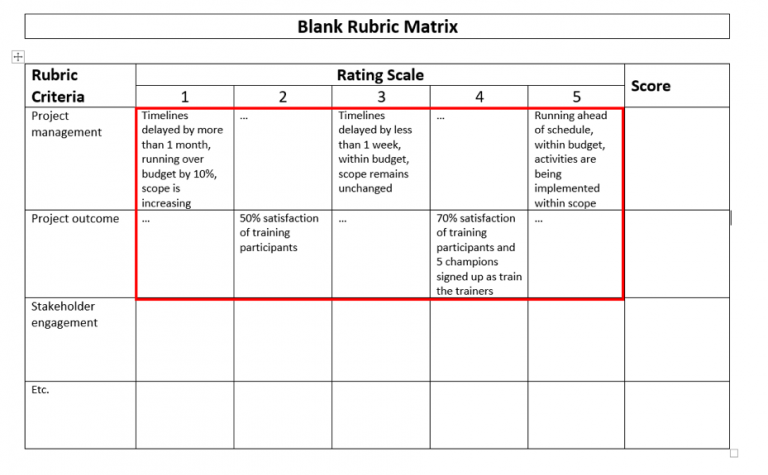 Rubric Matrix|Monitoring Toolkits